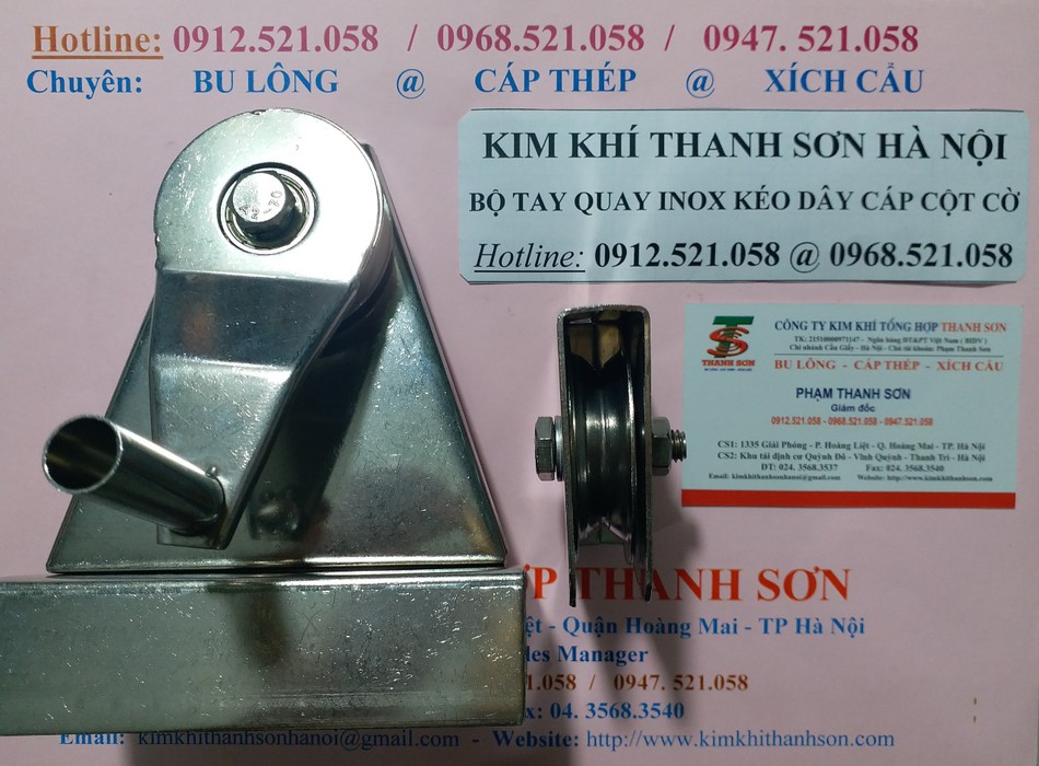 Puly cột cờ,ròng rọc vuông Inox,tay quay cột cờ Thanh Sơn hà nội có cáp ...