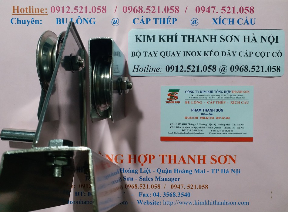 Puly cột cờ,ròng rọc vuông Inox,tay quay cột cờ Thanh Sơn hà nội có cáp ...