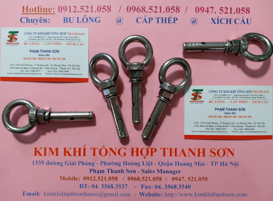 Cung ấp Nở mắt inox M10 x 80,nở mắt thép mạ M16 x 150,nở sắt móc tròn ...